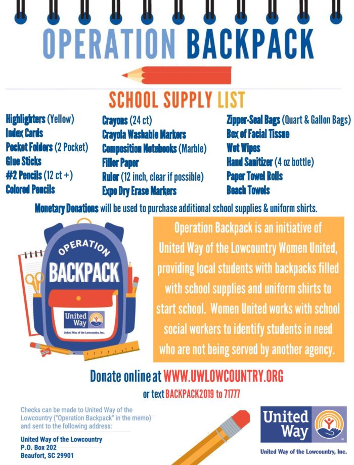 Operation Backpack | United Way of the Lowcountry